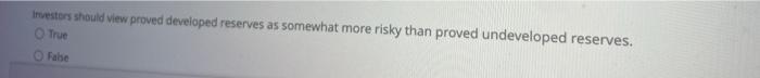 Solved Investors should view proved developed reserves as | Chegg.com
