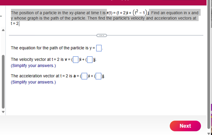 Solved The position of a particle in the xy-plane at time t | Chegg.com