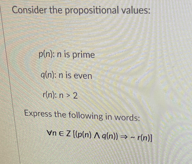 Solved Consider the propositional values:p(n):n ﻿is | Chegg.com