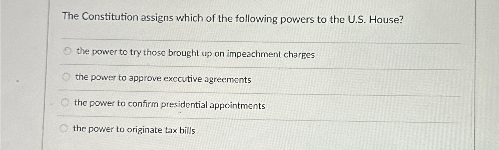 Solved The Constitution assigns which of the following | Chegg.com