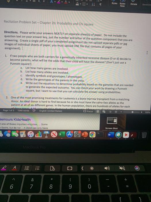 Solved APVA I 1 Styles Styles Pane Dictate Recitation | Chegg.com