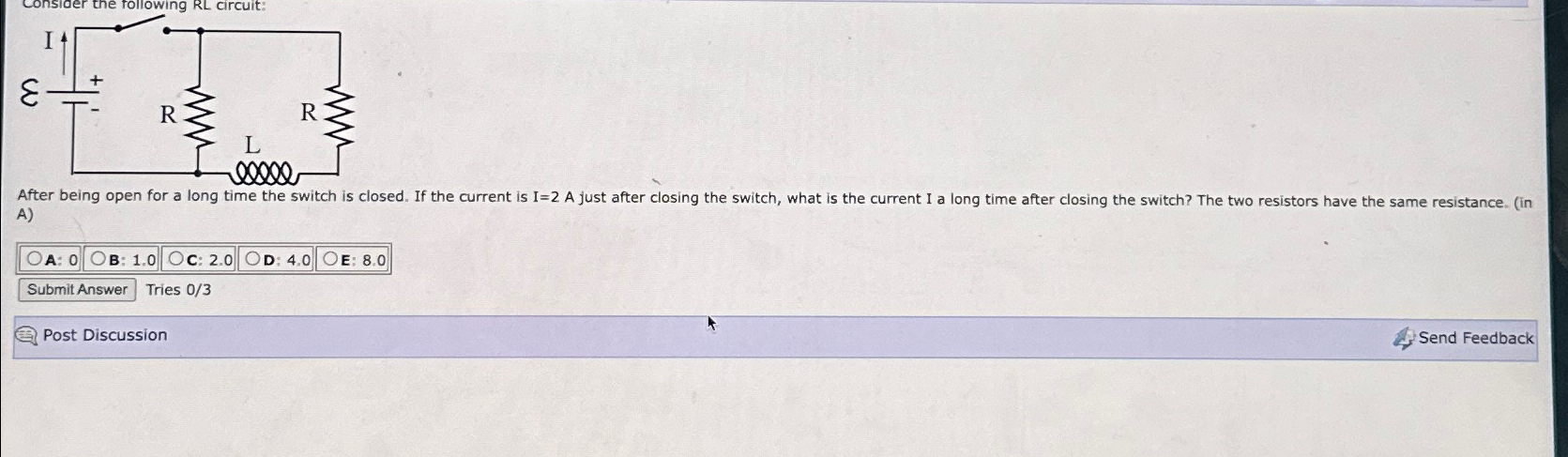 Solved A) ﻿A: 0B: 1.0C: 2.0D: 4.0E: 8.0 | Chegg.com