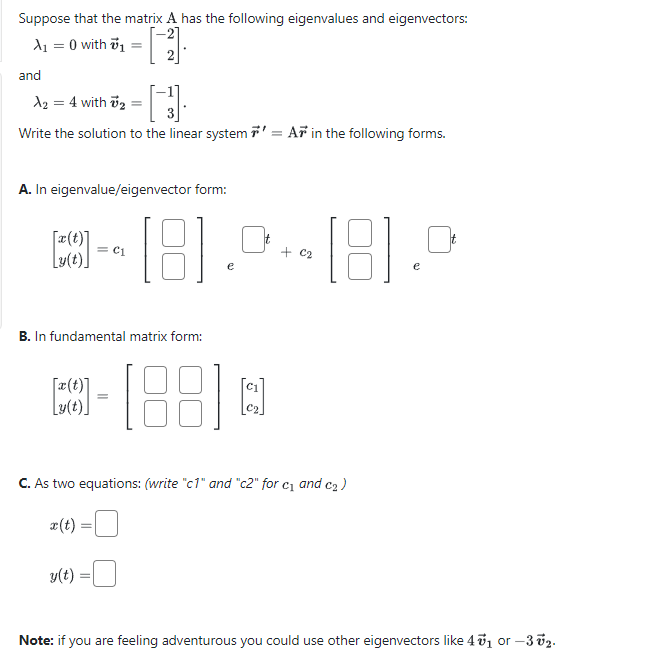 Solved Suppose that the matrix A has the following | Chegg.com