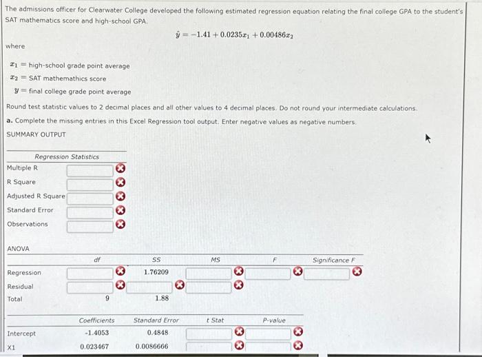 Solved The admissions officer for Clearwater College | Chegg.com