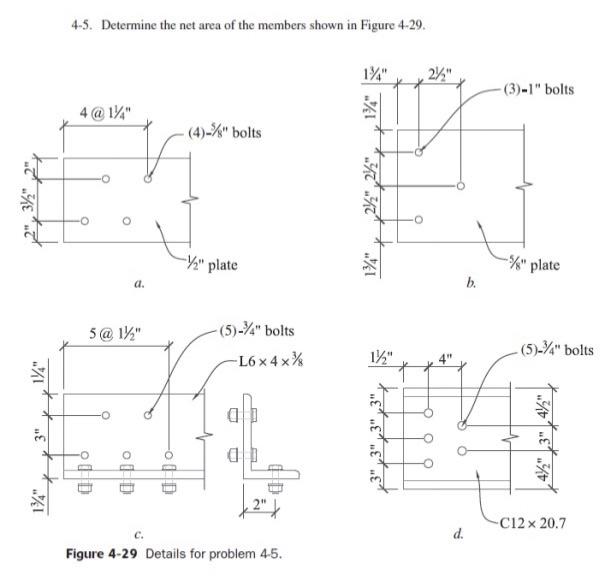 Solved 4-5. Determine the net area of the members shown in | Chegg.com