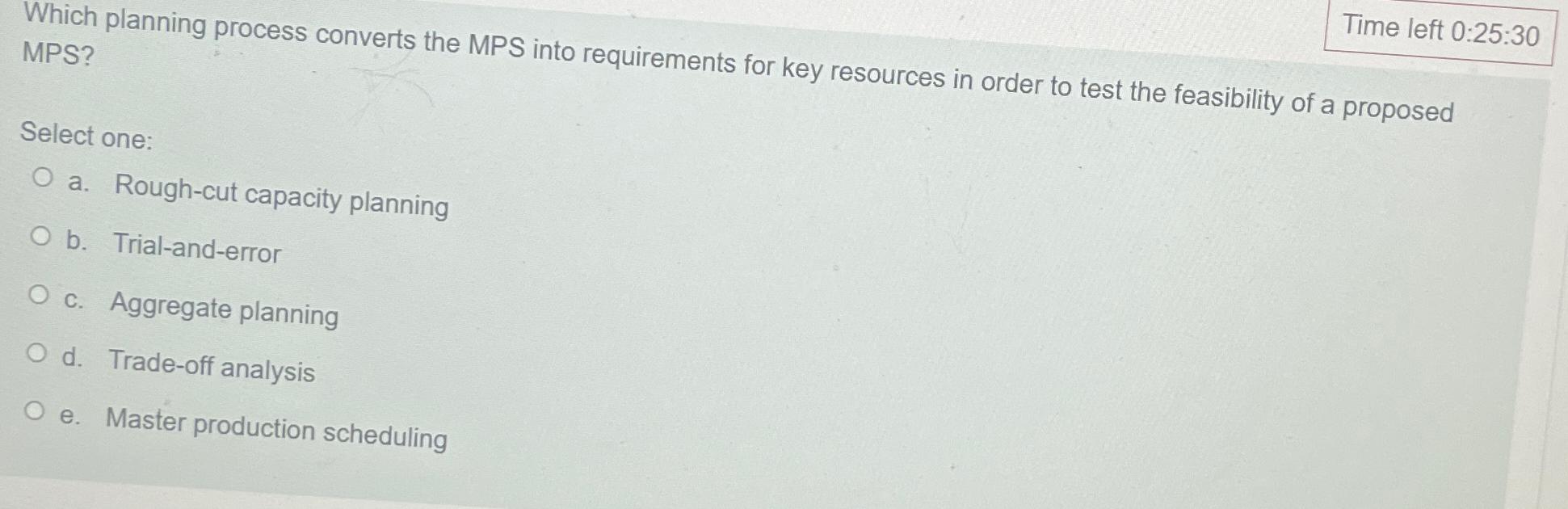 Solved MPS?Select one:a. ﻿Rough-cut capacity planningb. | Chegg.com