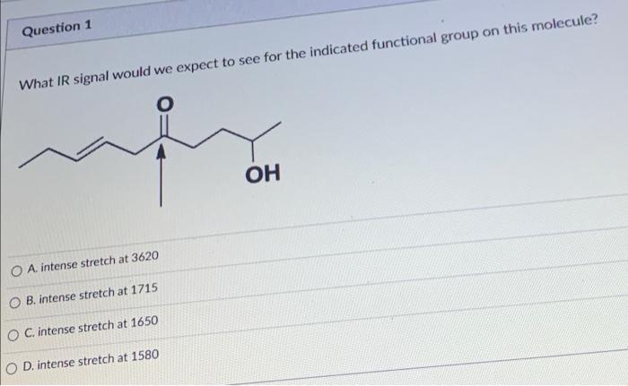 Solved Question 1 What IR signal would we expect to see for | Chegg.com