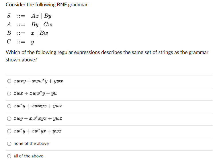 Solved Consider the following BNF | Chegg.com