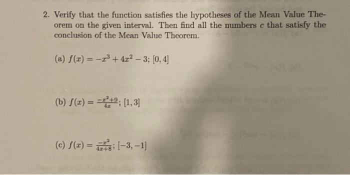 Solved 2. Verify that the function satisfies the hypotheses | Chegg.com