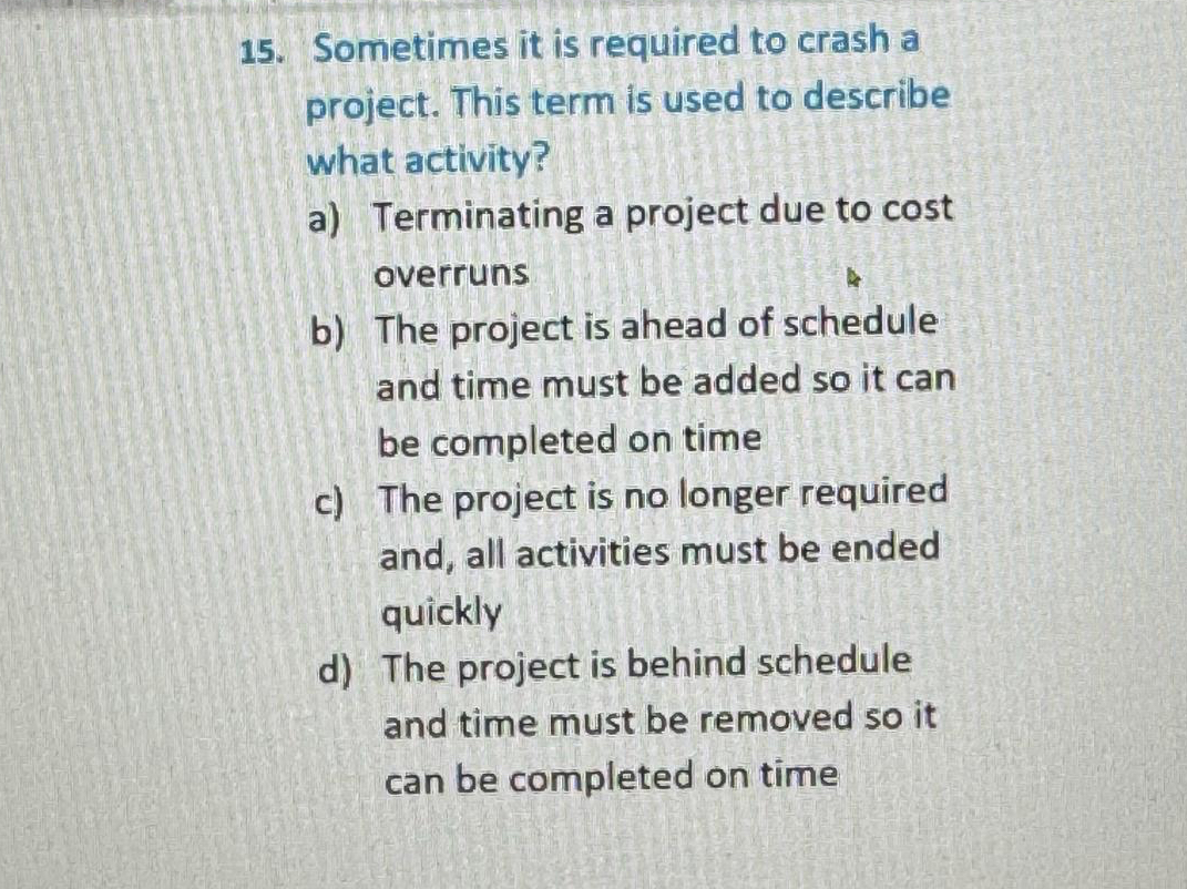 Solved Sometimes it is required to crash a project. This | Chegg.com