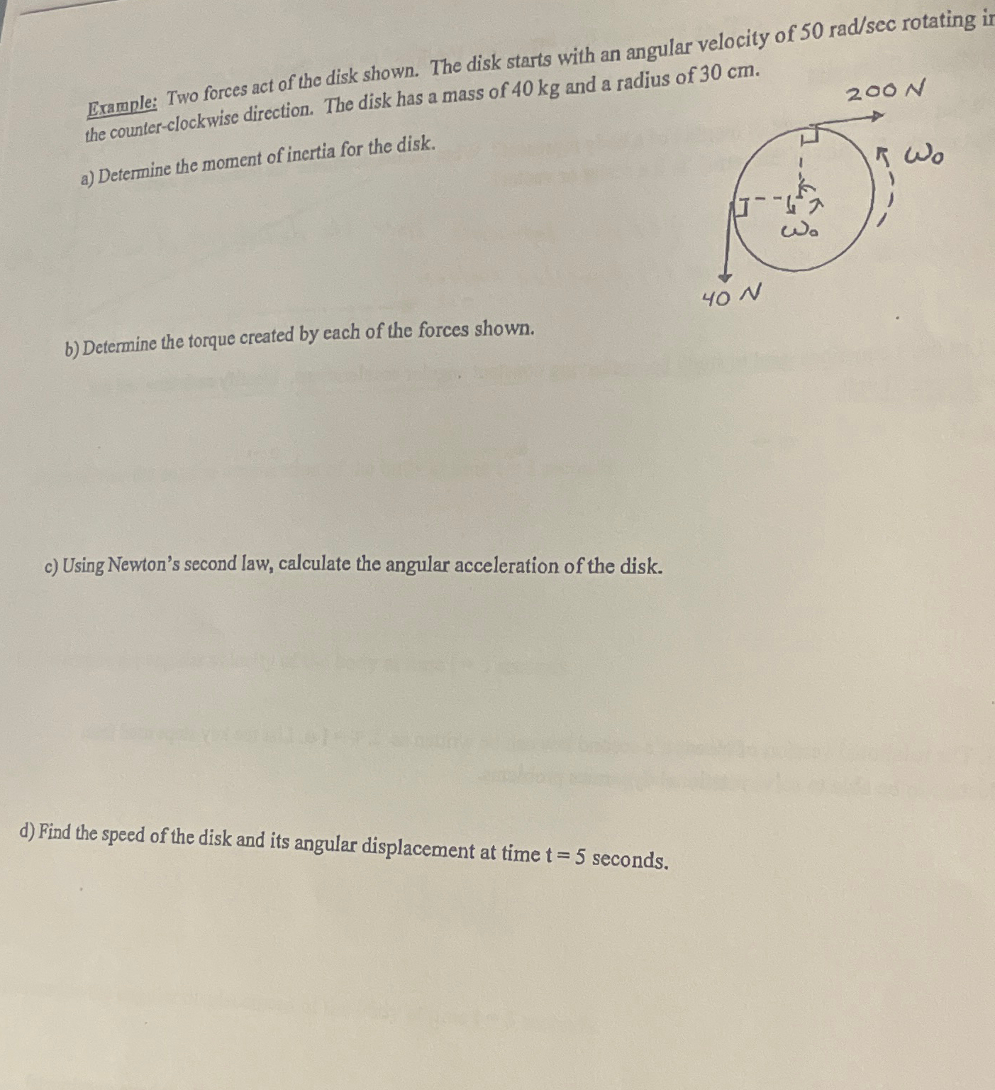 Solved the counter-clockwise direction. The disk has a mass | Chegg.com