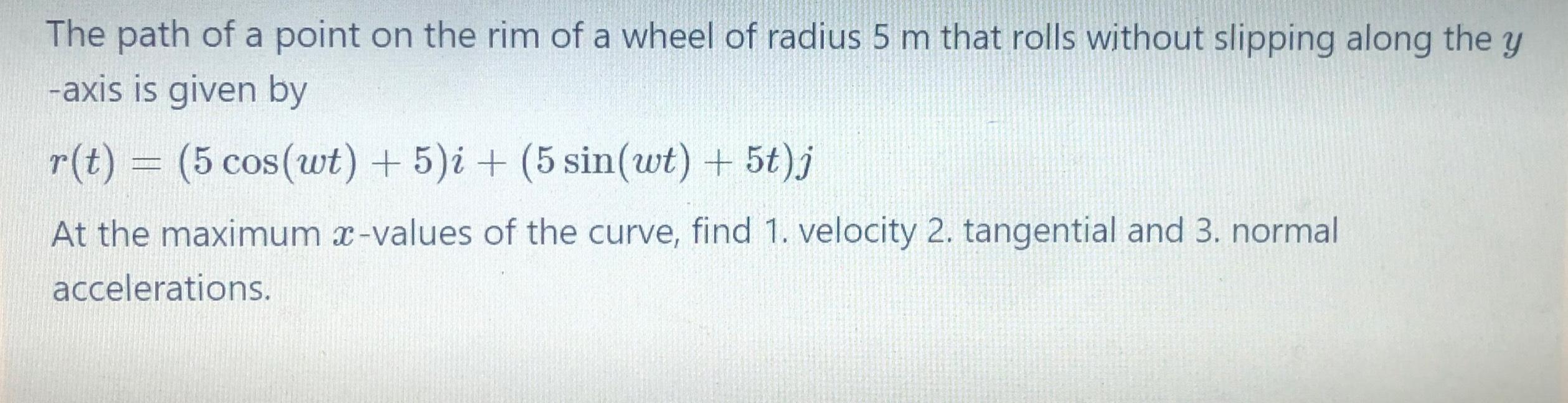 Solved The path of a point on the rim of a wheel of radius | Chegg.com