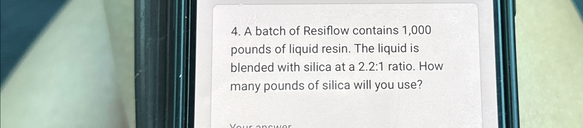 Solved A batch of Resiflow contains 1,000 ﻿pounds of liquid | Chegg.com