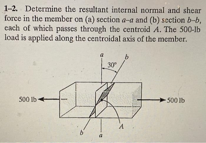 Solved 1-2. Determine the resultant internal normal and | Chegg.com