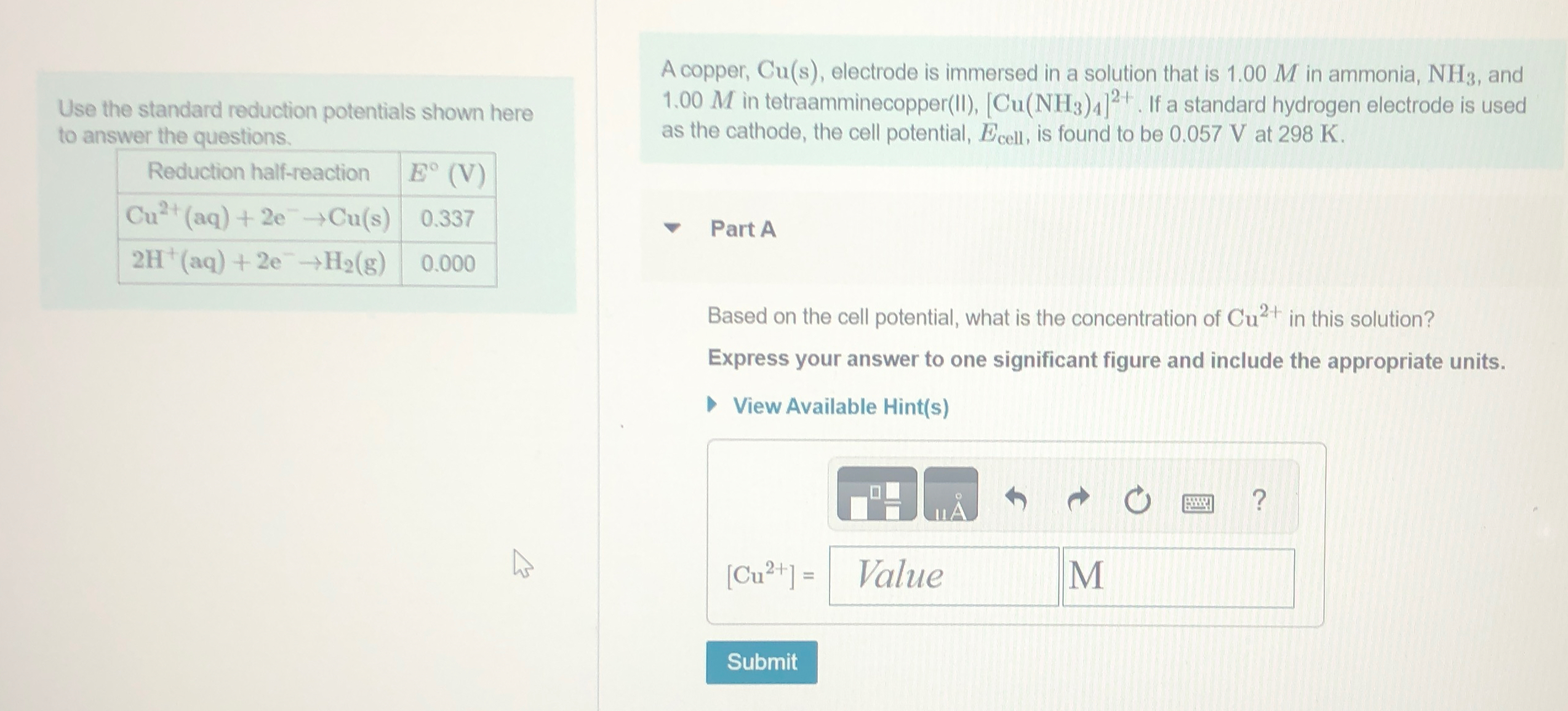 Solved Use the standard reduction potentials shown here to | Chegg.com