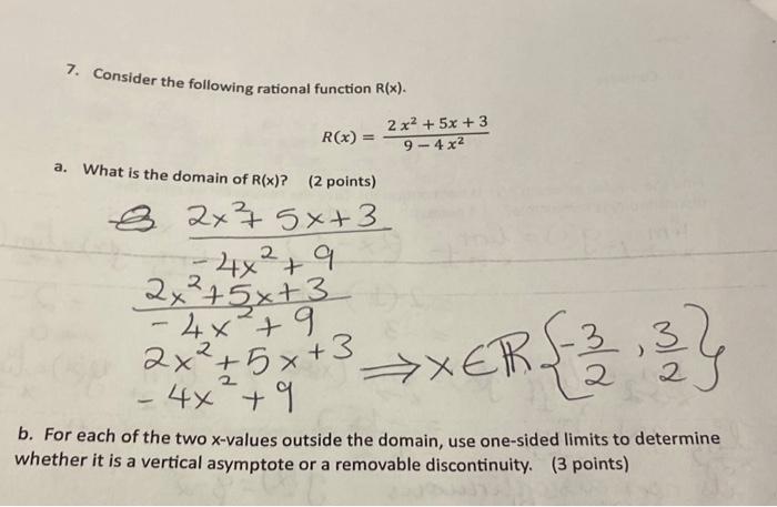 Solved 7. Consider the following rational function R(x). | Chegg.com