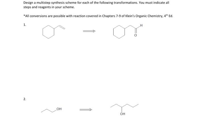 Solved Design a multistep synthesis scheme for each of the | Chegg.com