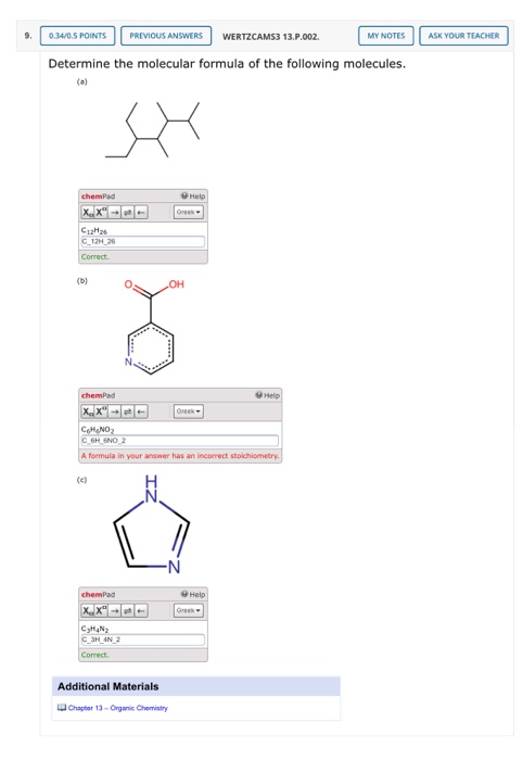 Solved determine the molecular formula of the following | Chegg.com