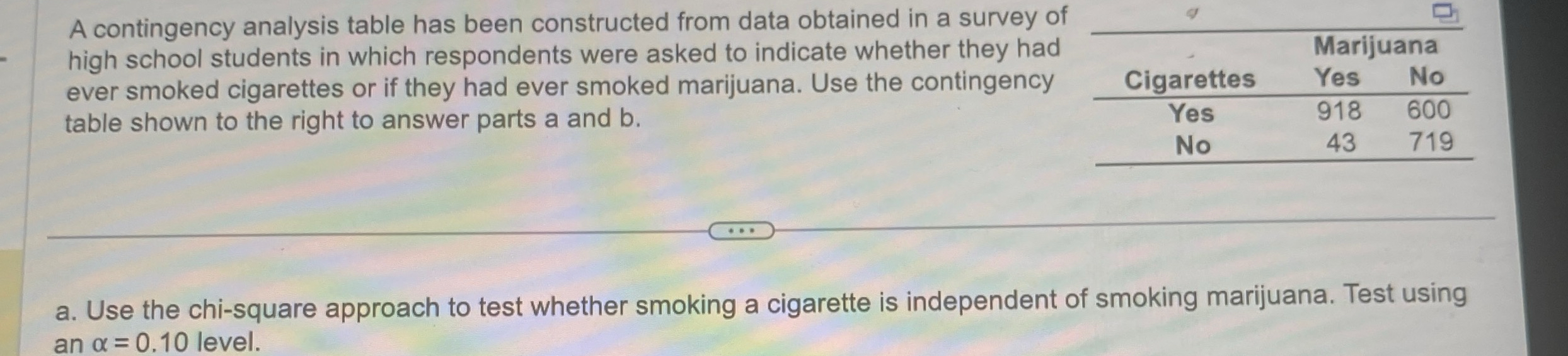 Solved A contingency analysis table has been constructed | Chegg.com