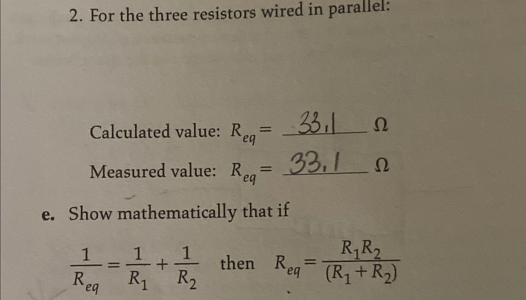 Solved For the three resistors wired in parallel:Calculated | Chegg.com