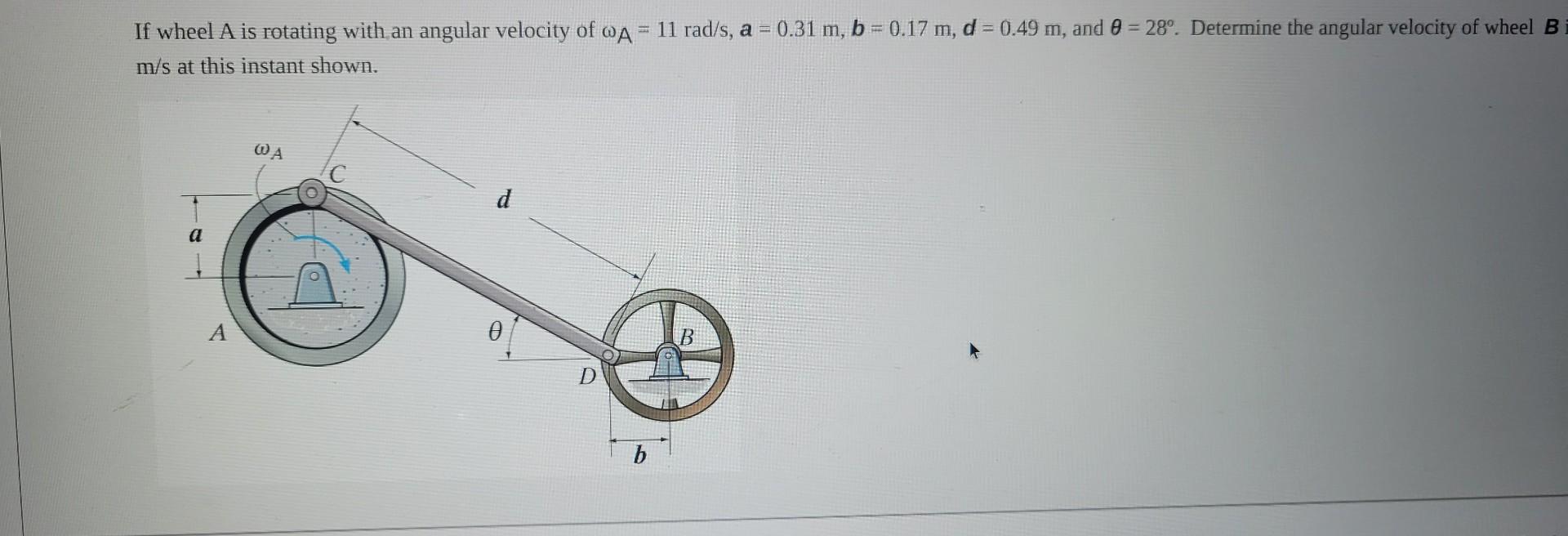 Solved If wheel A is rotating with, an angular velocity of | Chegg.com