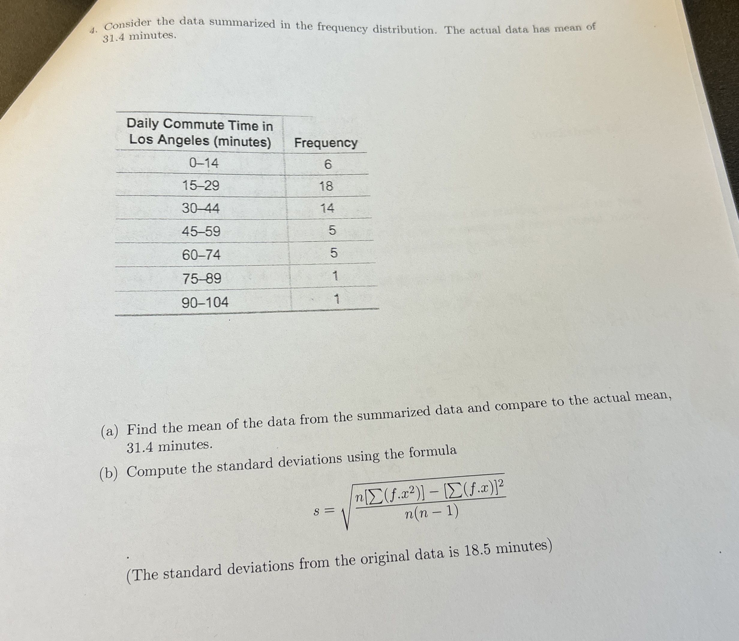 Solved Consider the data summarized in the frequency | Chegg.com