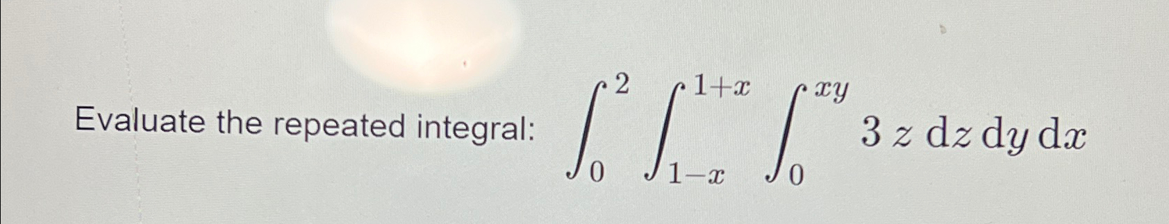 Solved Evaluate the repeated integral: | Chegg.com