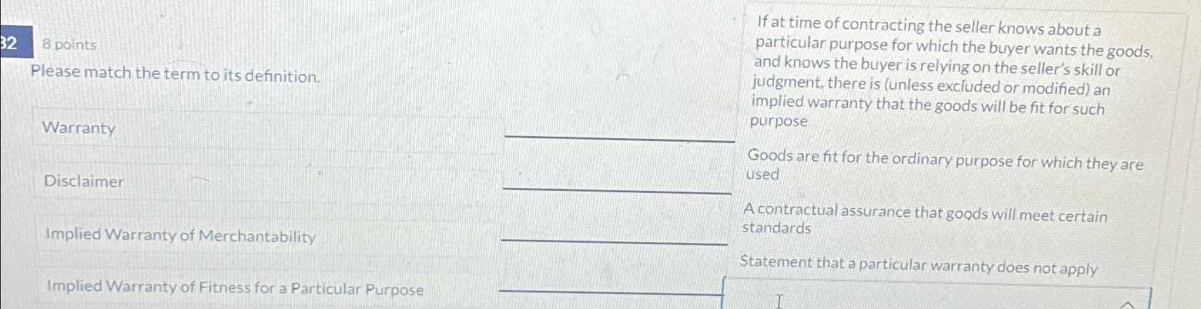 Solved 8 ﻿pointsPlease match the term to its | Chegg.com