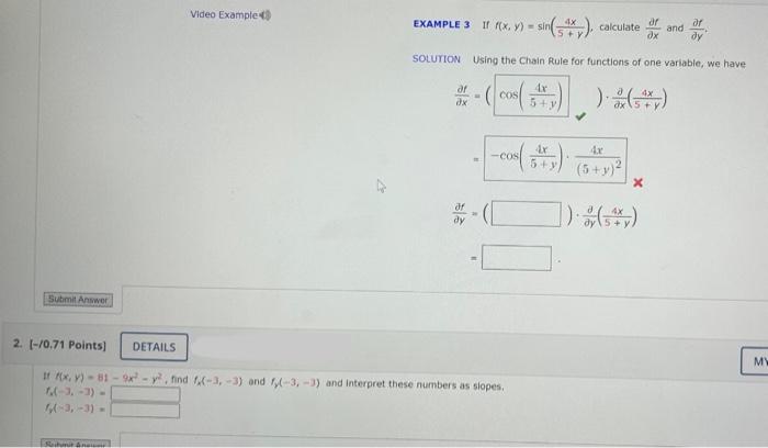 Solved Video Exampled: EXAMPLE 3 If f(x,y)=sin(5+y4x), | Chegg.com