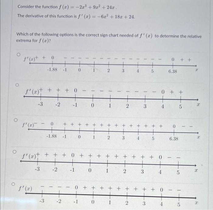 Solved Consider the function f(x)=−2x3+9x2+24x. The | Chegg.com