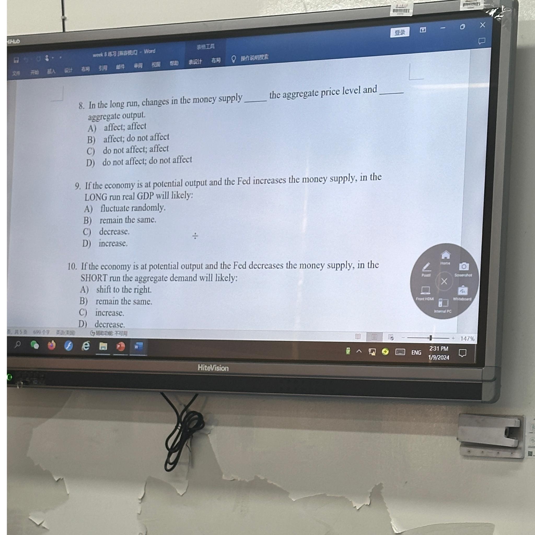 Solved In the long run, changes in the money supply the | Chegg.com