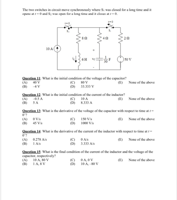 Solved The two switches in circuit move synchronously where | Chegg.com