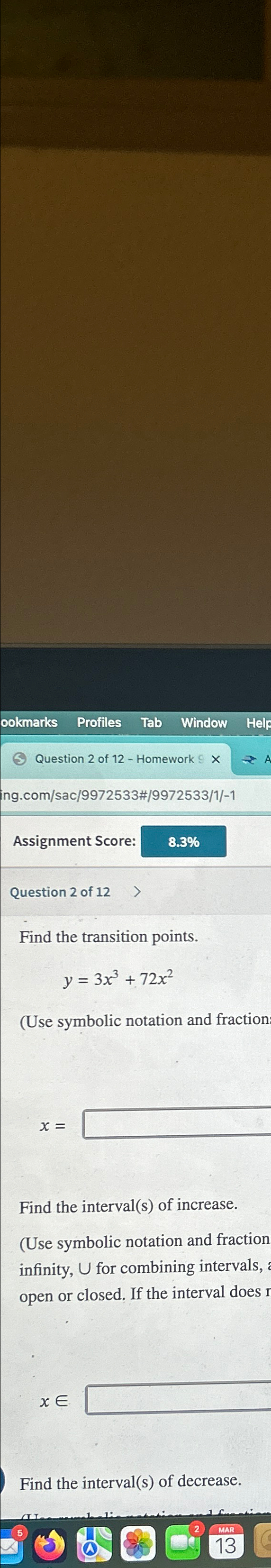 Solved Find the transition points.y=3x3+72x2Find the | Chegg.com