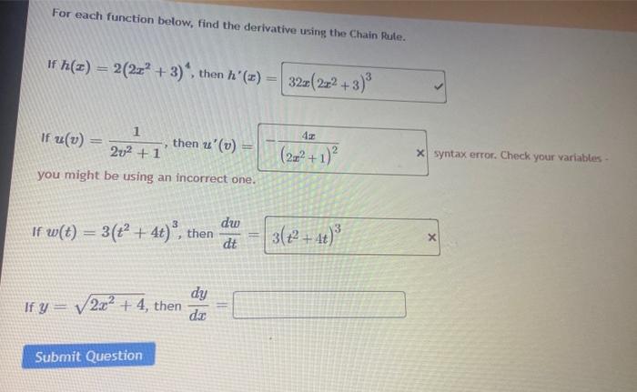 Solved For each function below, find the derivative using | Chegg.com