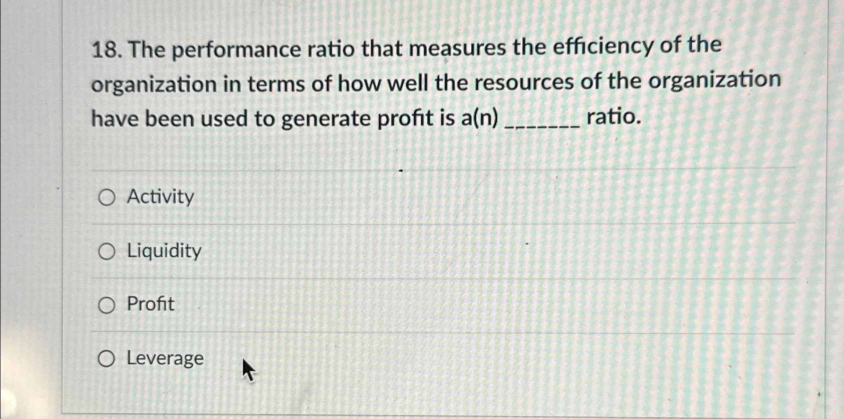Solved The performance ratio that measures the efficiency of | Chegg.com