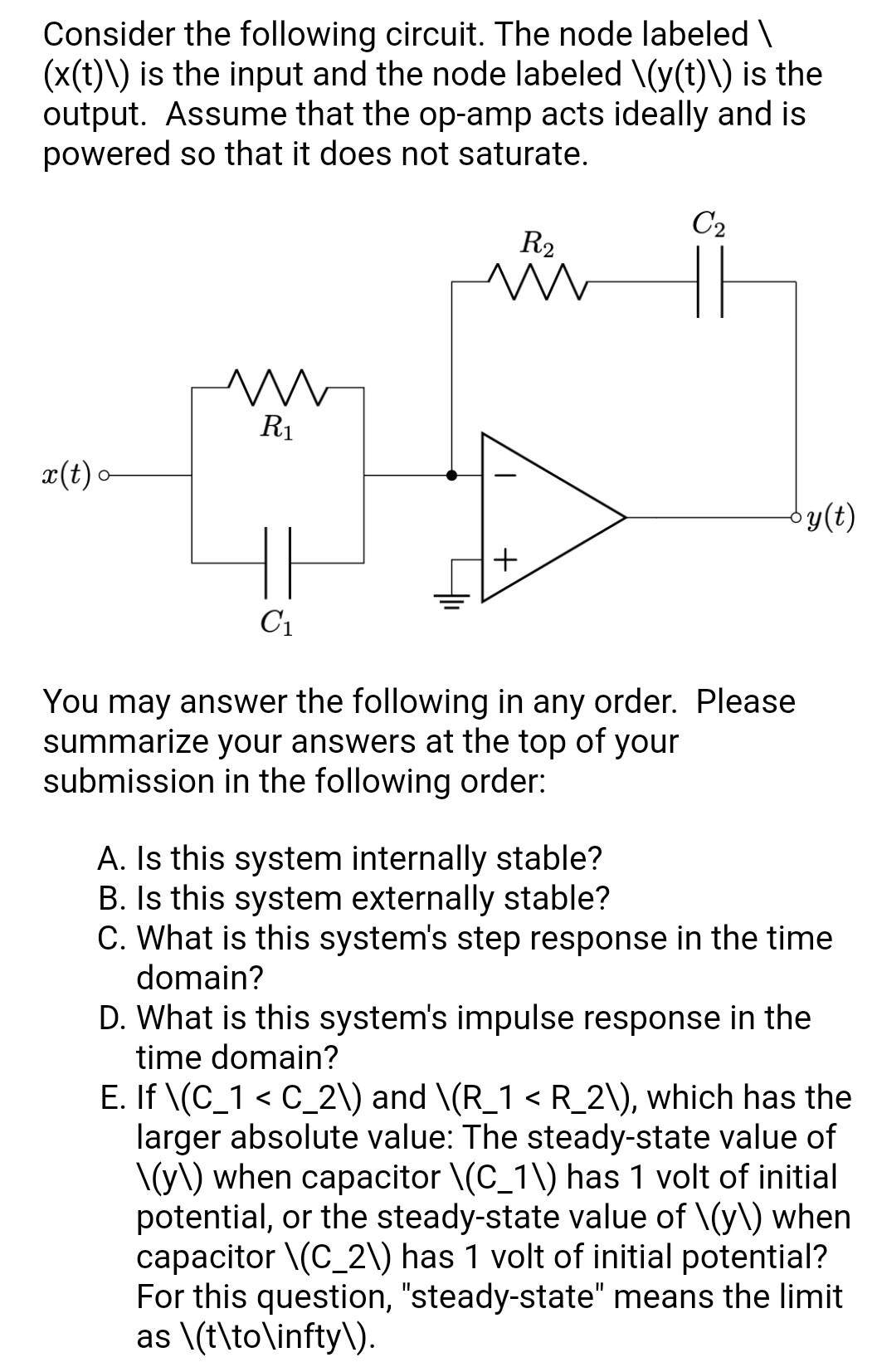 Solved Consider the following circuit. The node labeled | Chegg.com