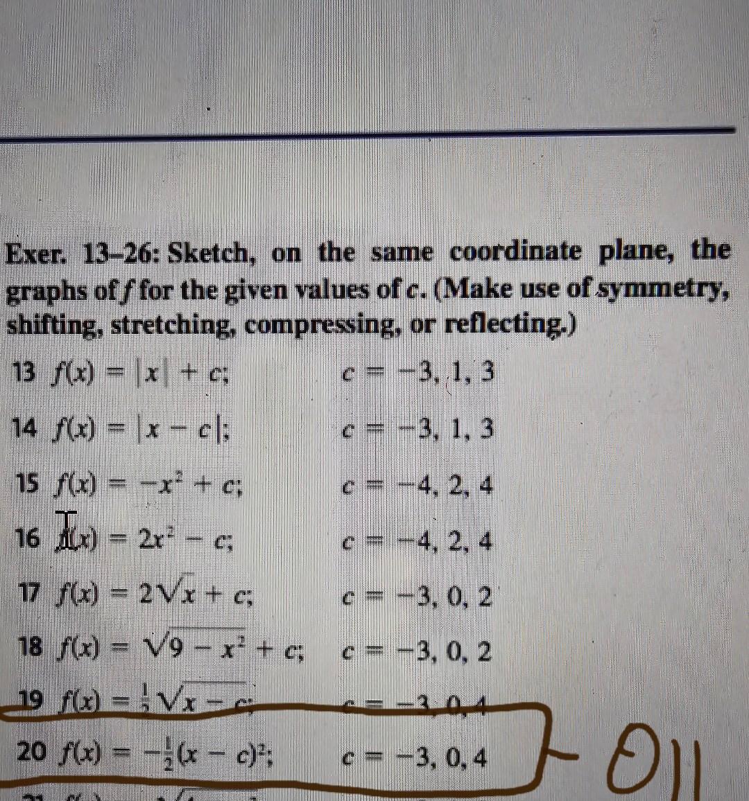 Solved Exer. 13-26: Sketch, on the same coordinate plane, | Chegg.com