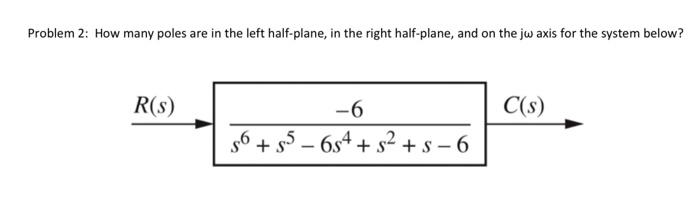 Solved Problem 2: How many poles are in the left half-plane, | Chegg.com