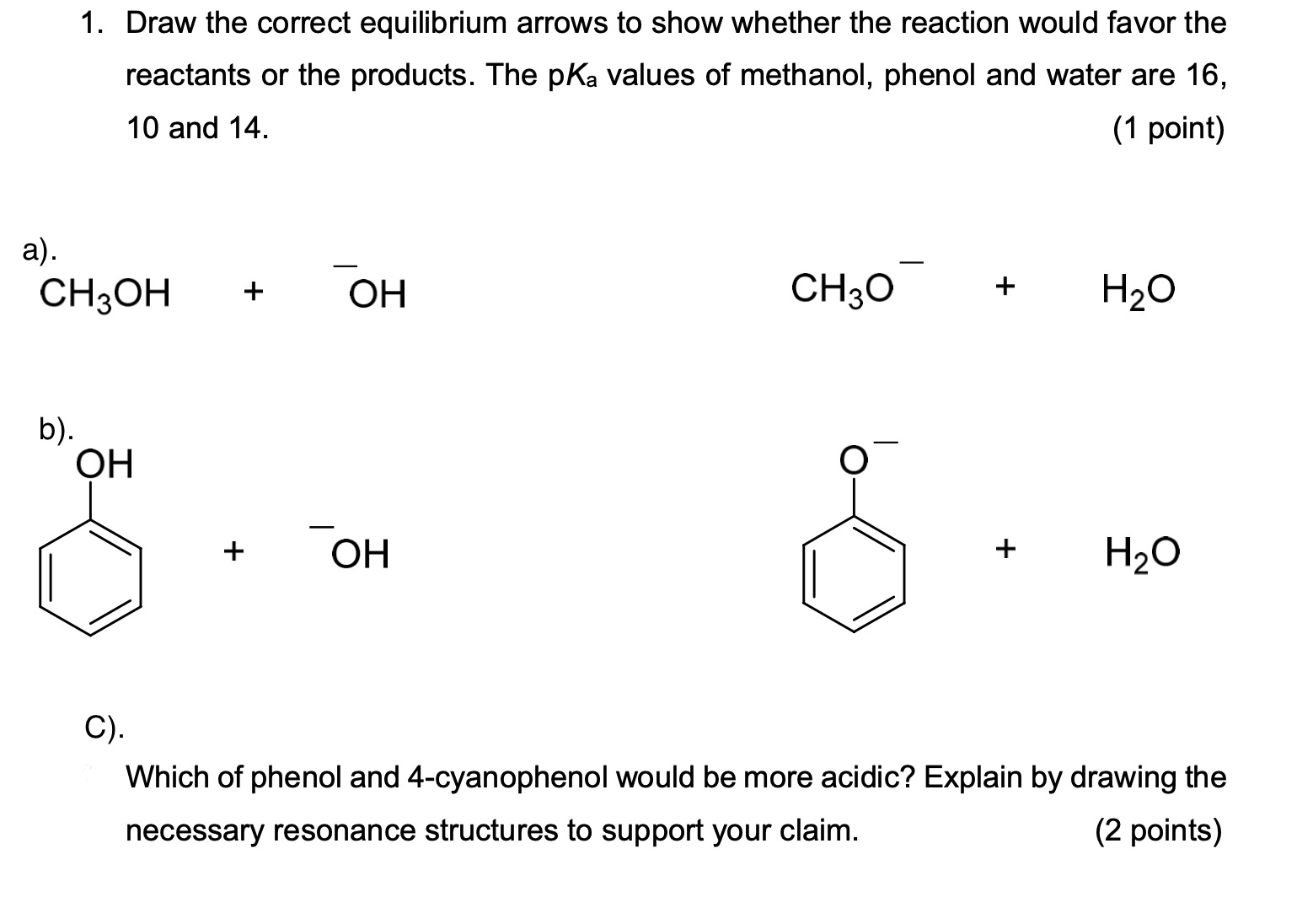 [Solved]: Draw the correct equilibrium arrows to show whethe