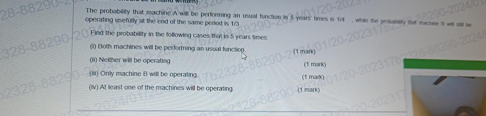 Solved The probability that machine A will be performing an | Chegg.com