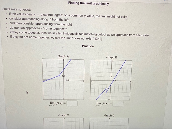 Solved Finding the limit graphically Limits may not exist: | Chegg.com