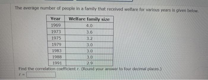 Solved The average number of people in a family that | Chegg.com