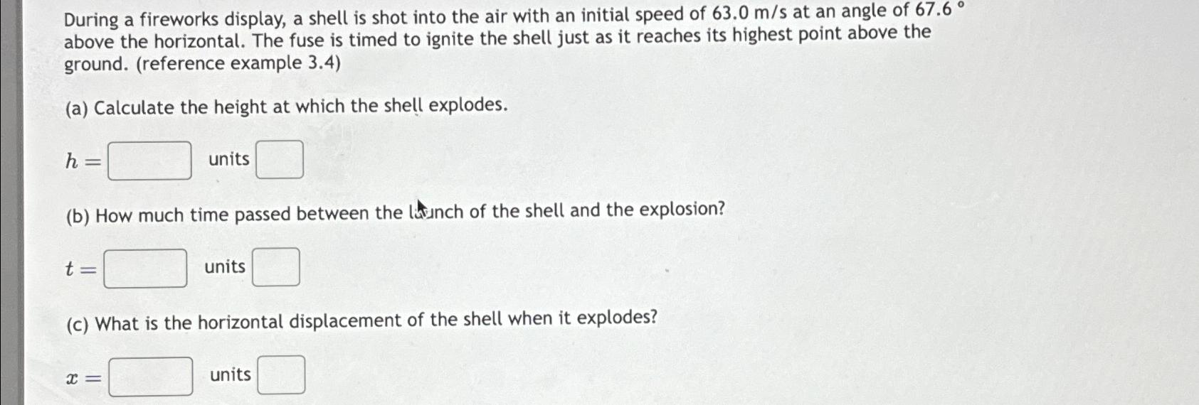 Solved During a fireworks display, a shell is shot into the | Chegg.com