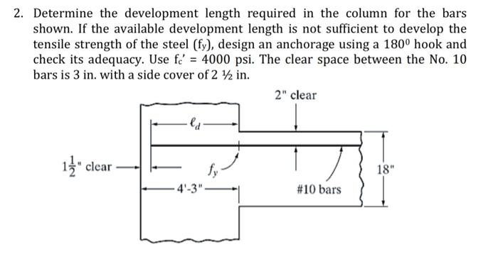 Solved 2. Determine the development length required in the | Chegg.com