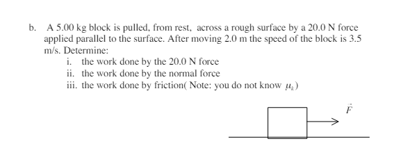 Solved b. ﻿A 5.00kg ﻿block is pulled, from rest, across a | Chegg.com