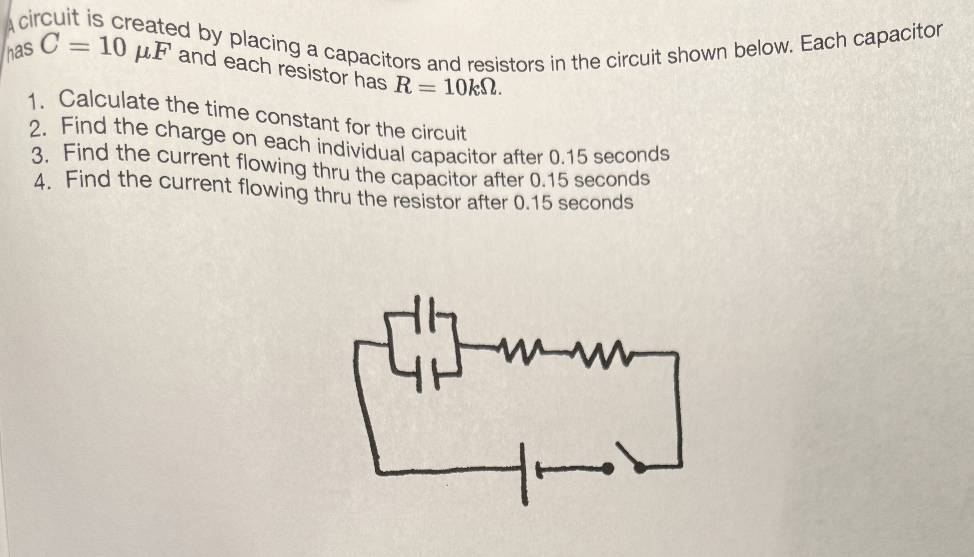 a circuit is created by placing a capacitors and | Chegg.com