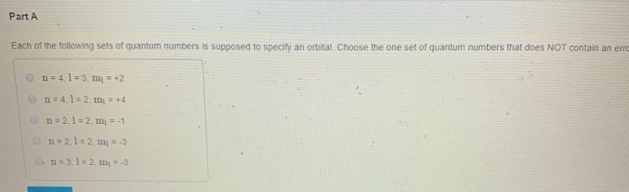 Solved each of the following sets of quantum numbers is | Chegg.com