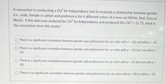 Solved A researcher is conducting a Chi2 for Independence | Chegg.com