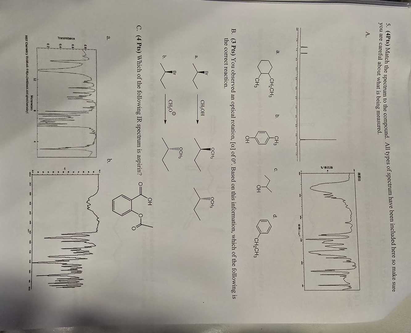 Solved (4Pts) ﻿Match the spectrum to the compound. All types | Chegg.com