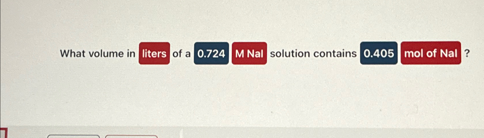 Solved What volume in liters of a 0.724MNal solution | Chegg.com